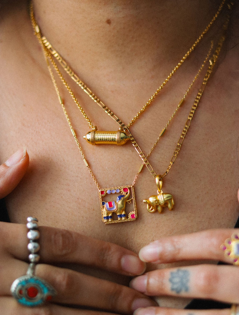 Indah 22kt gold plated Elephant Brass Pendant– Masala Chai