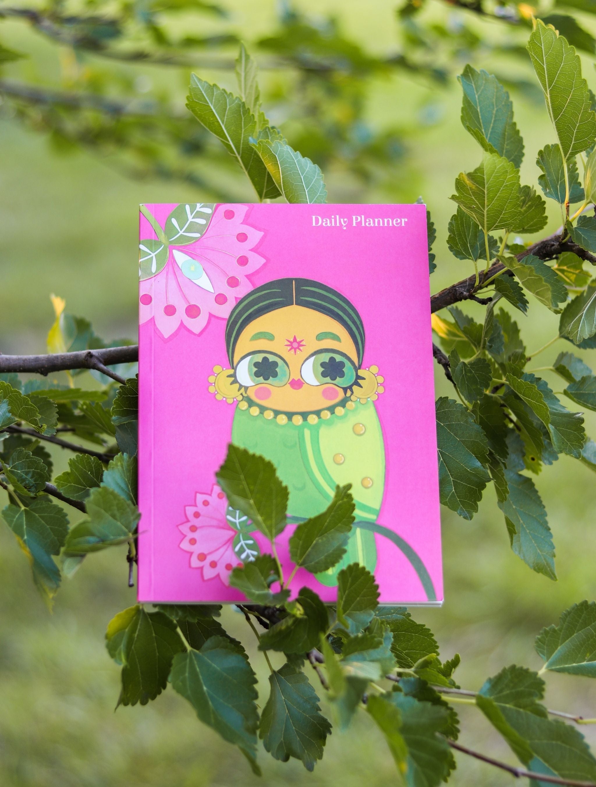 Kinnari Illustrated A5 Undated Daily Planner (Pink)– Masala-Chai-Designs