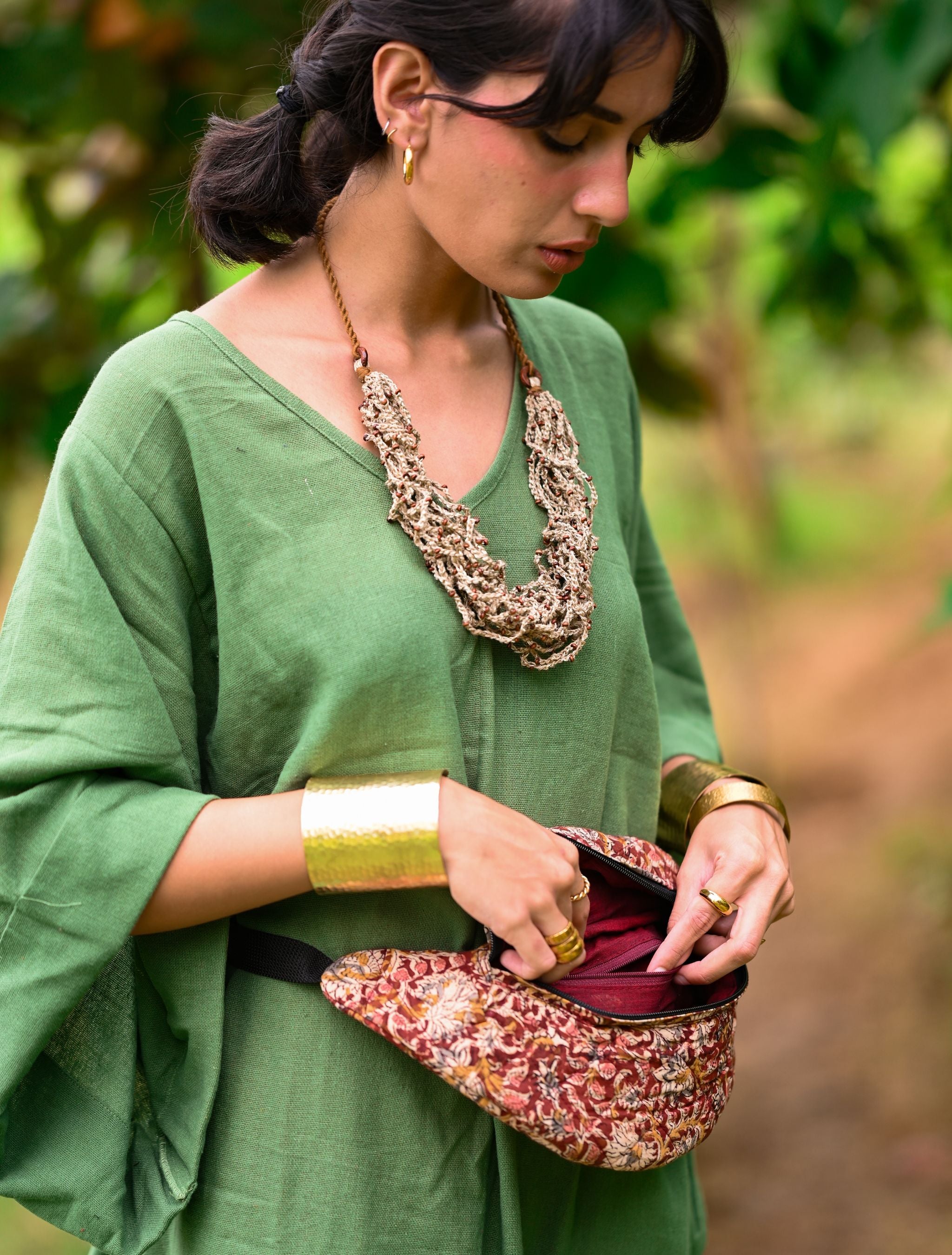 'Maya' Hand-printed Kalamakari Fanny Pack– Masala Chai Designs