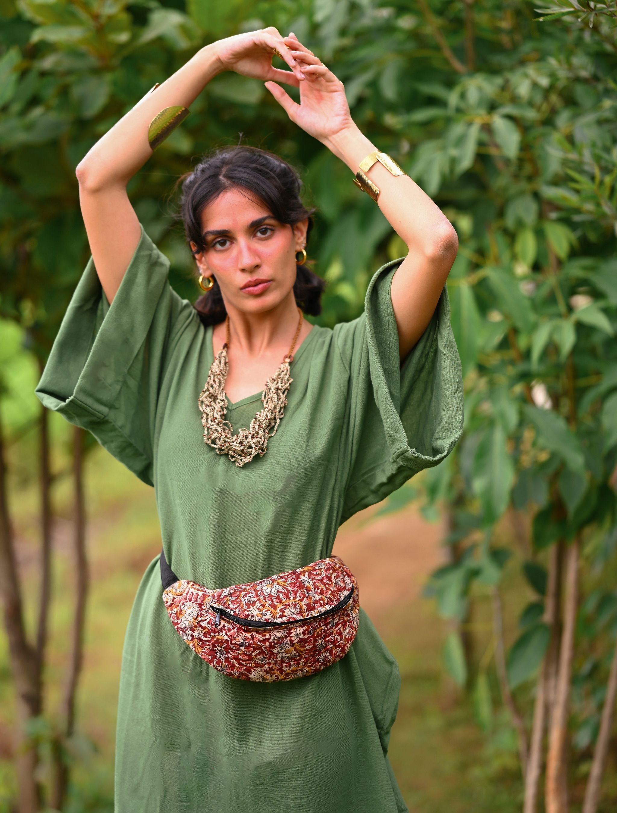 'Maya' Hand-printed Kalamakari Fanny Pack– Masala Chai Designs