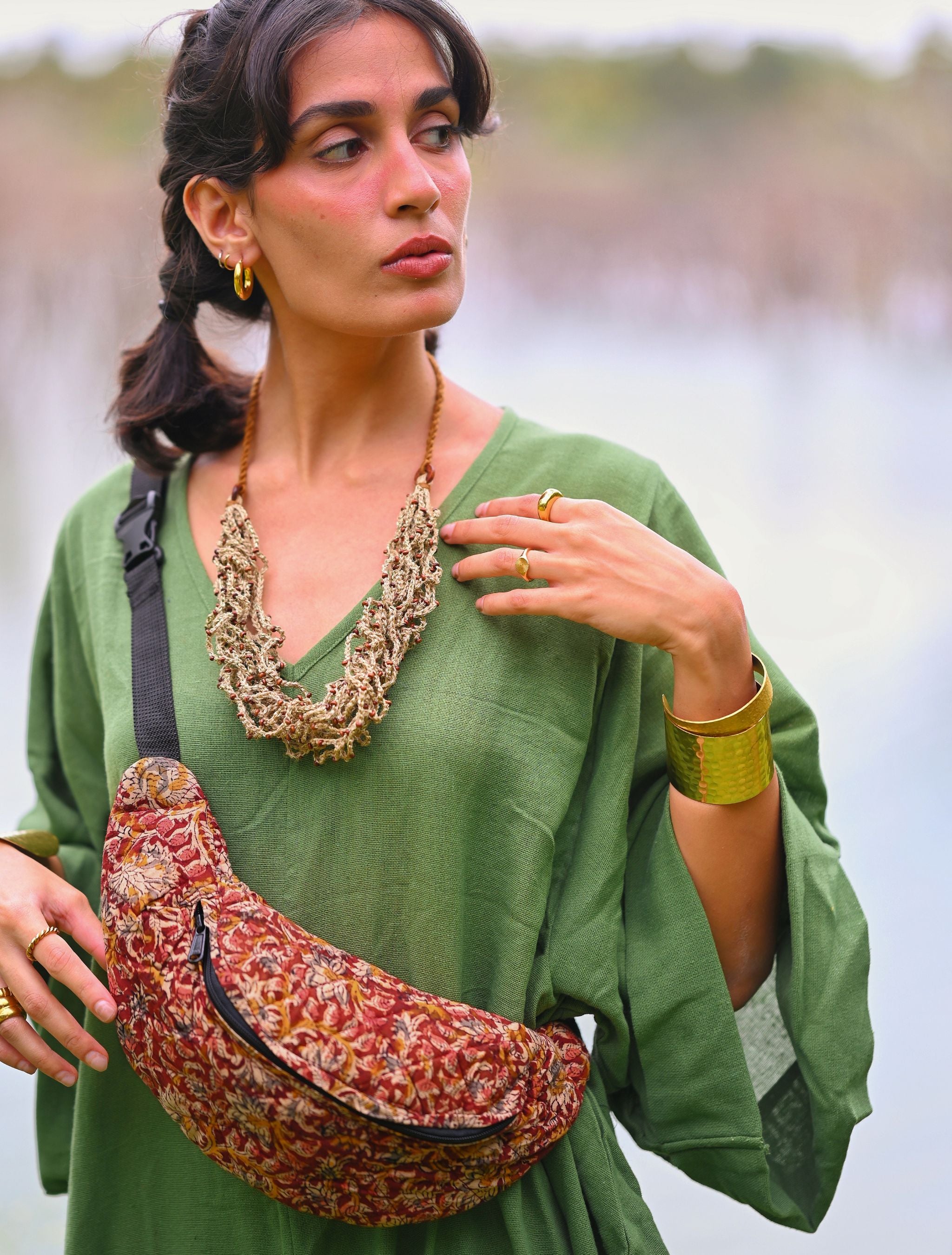 'Maya' Hand-printed Kalamakari Fanny Pack– Masala Chai Designs