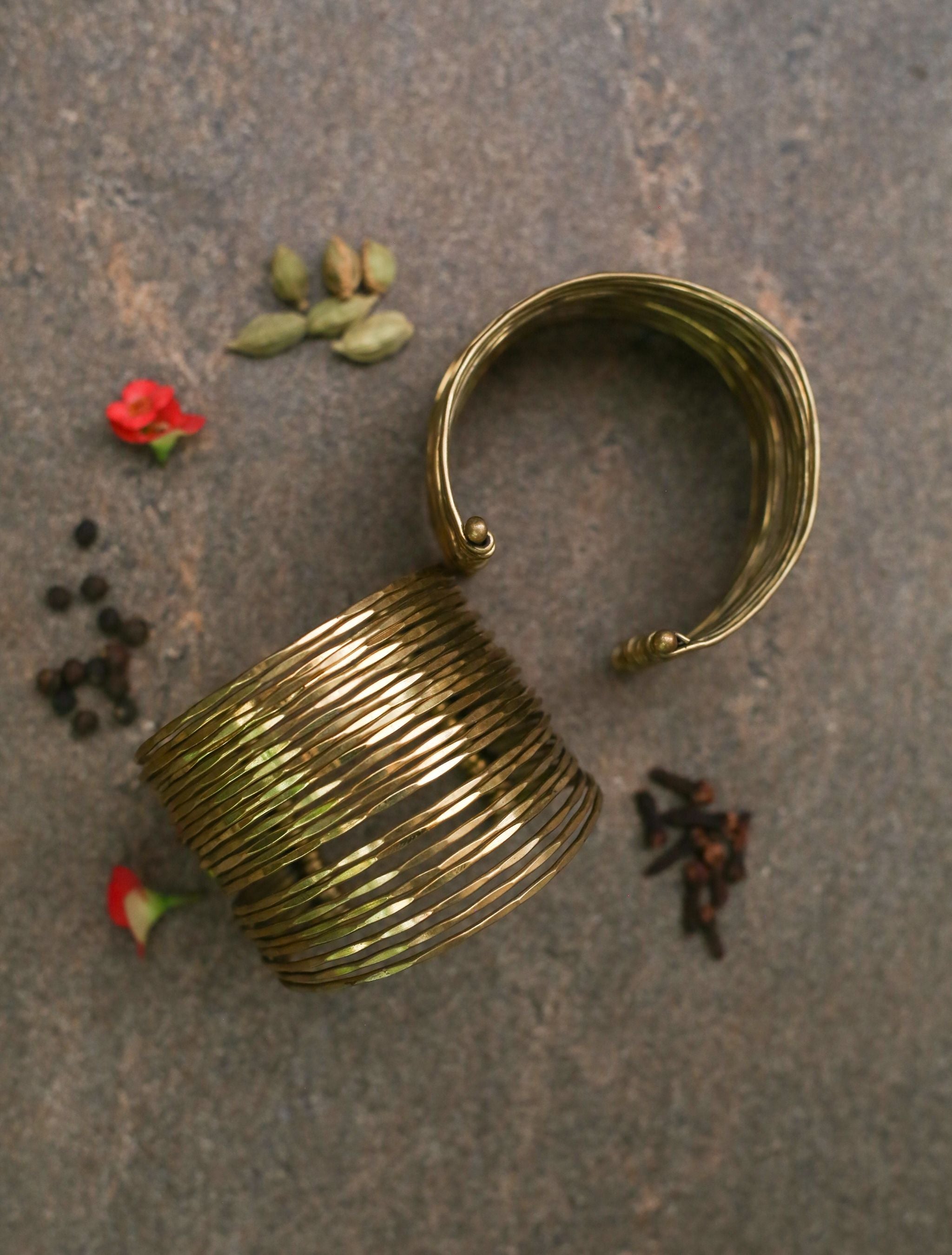 'Mira' Multi-layered Hand Cuff (Golden)– Masala Chai Designs