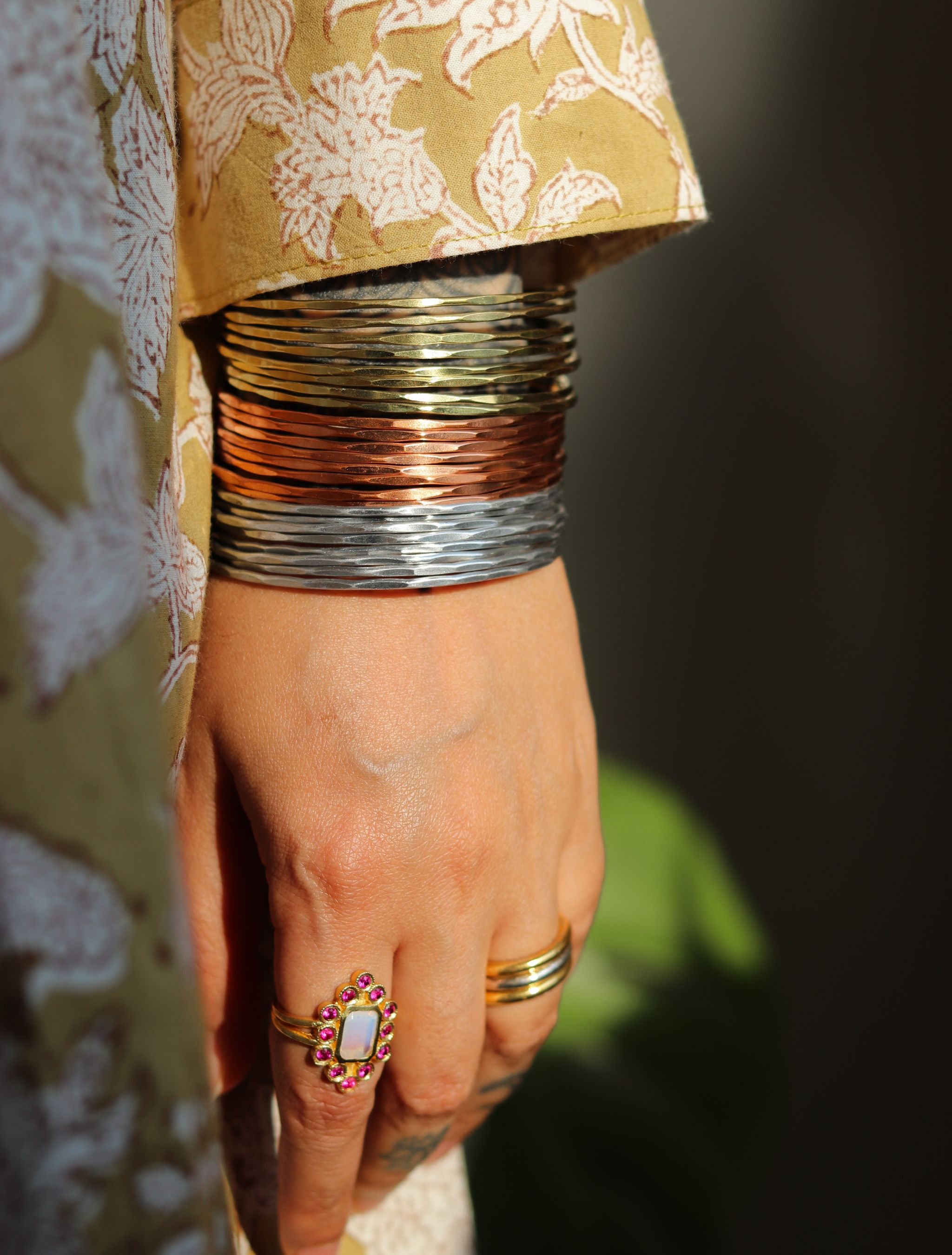 'Mira' Multi-layered Brass Cuff (Silver)– Masala Chai