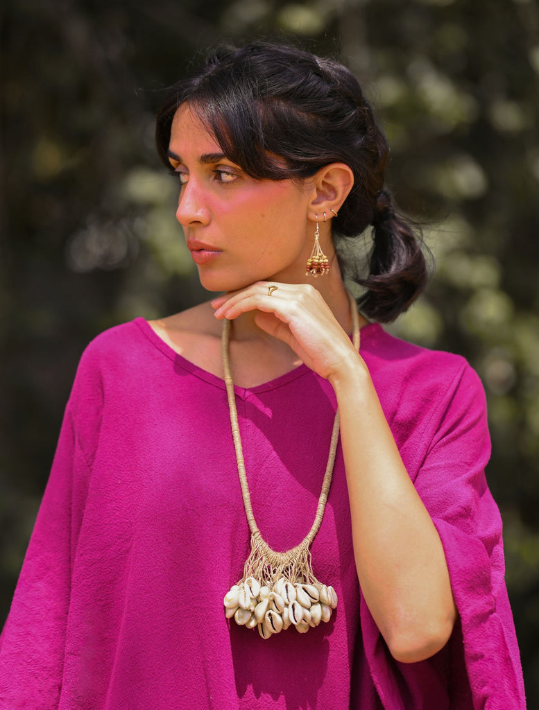 'Rooh' Jute & Cowrie Shells Boho Necklace– Masala Chai