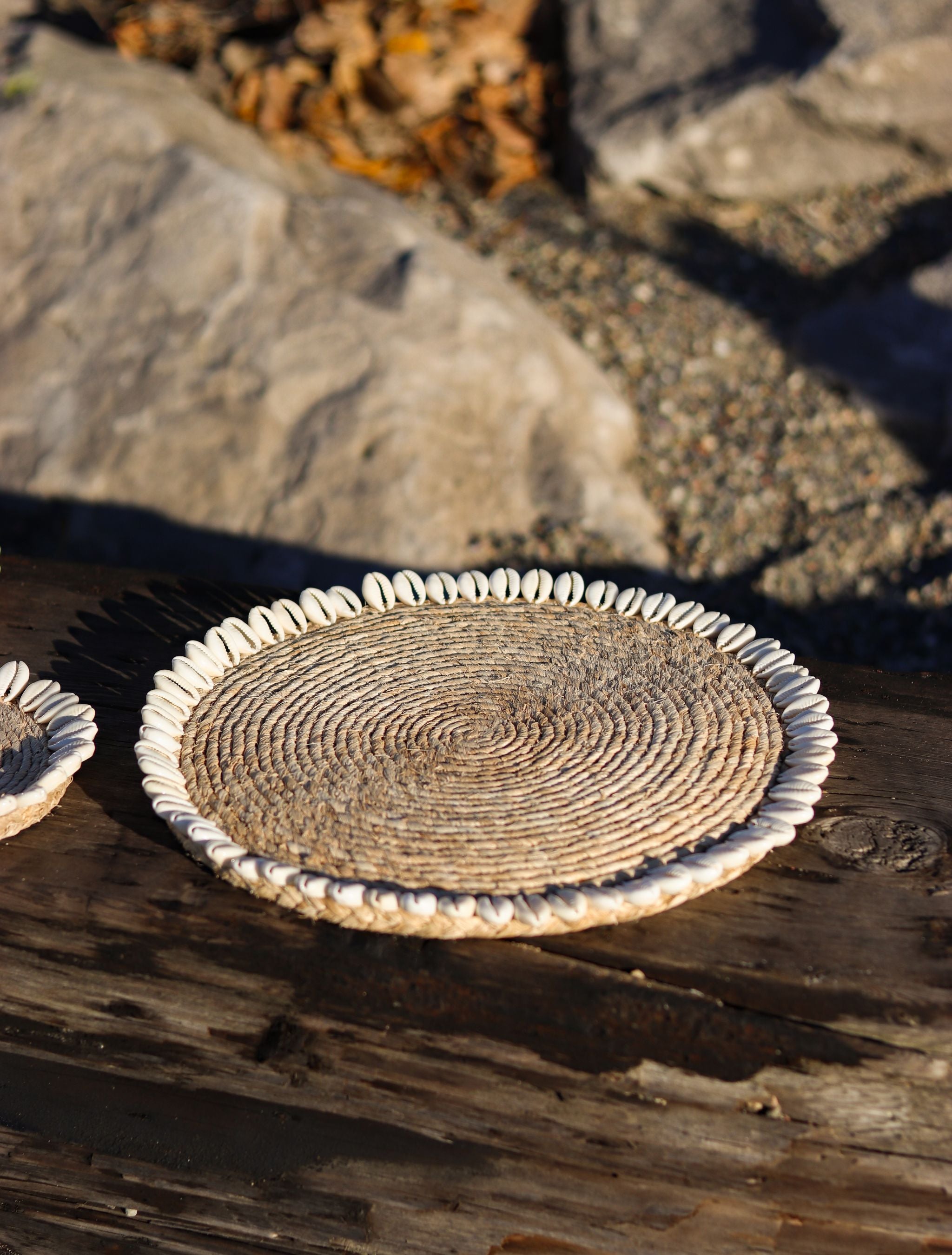 Banana Fibre Placemats with Cowrie Shells– Masala Chai